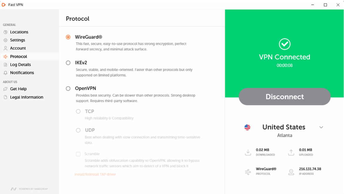 How to switch protocols for FastVPN on Windows? - FastVPN - Namecheap.com