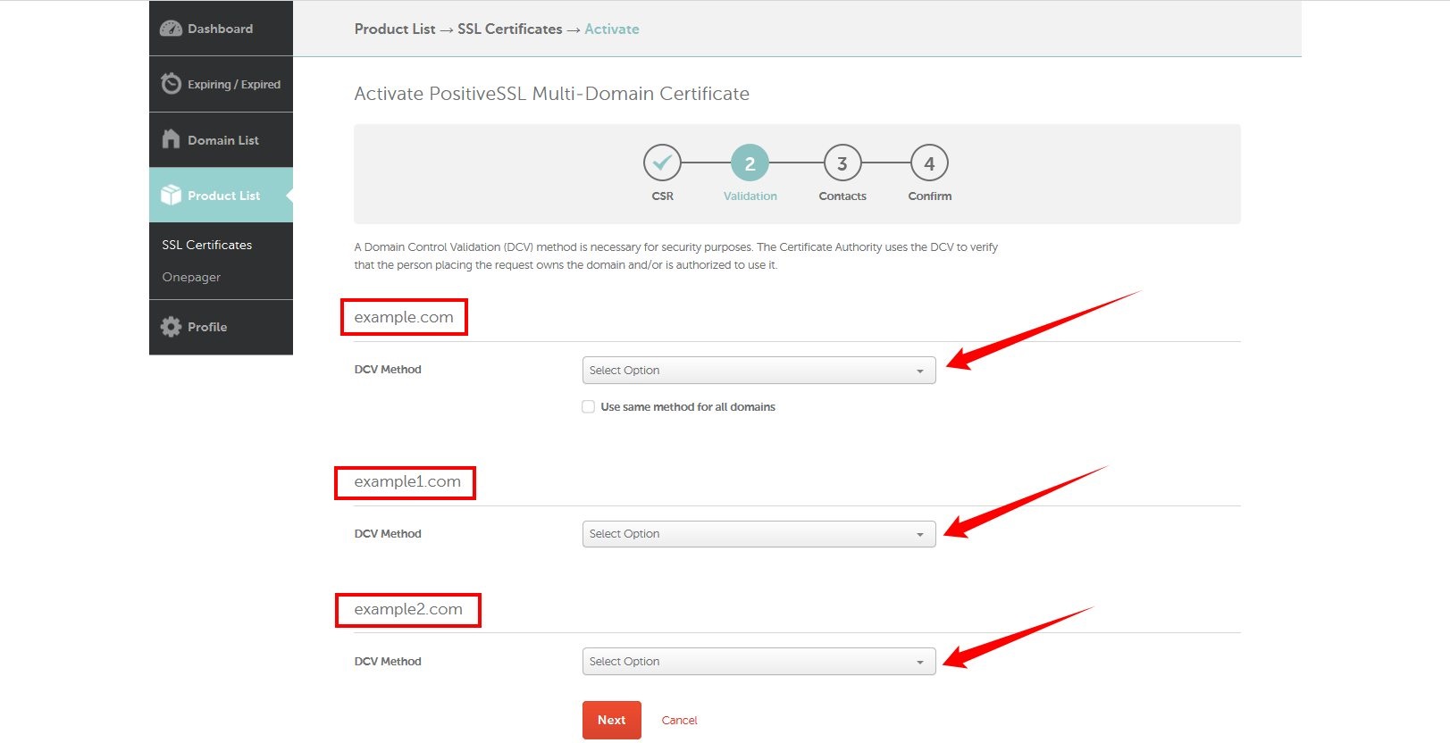 How do I activate a multi-domain SSL certificate? (Activatio
