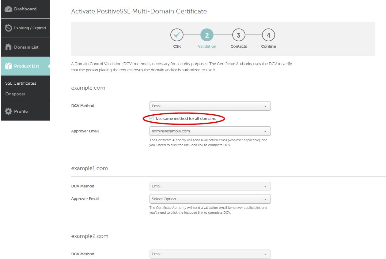 How do I activate a multi-domain SSL certificate? (Activatio