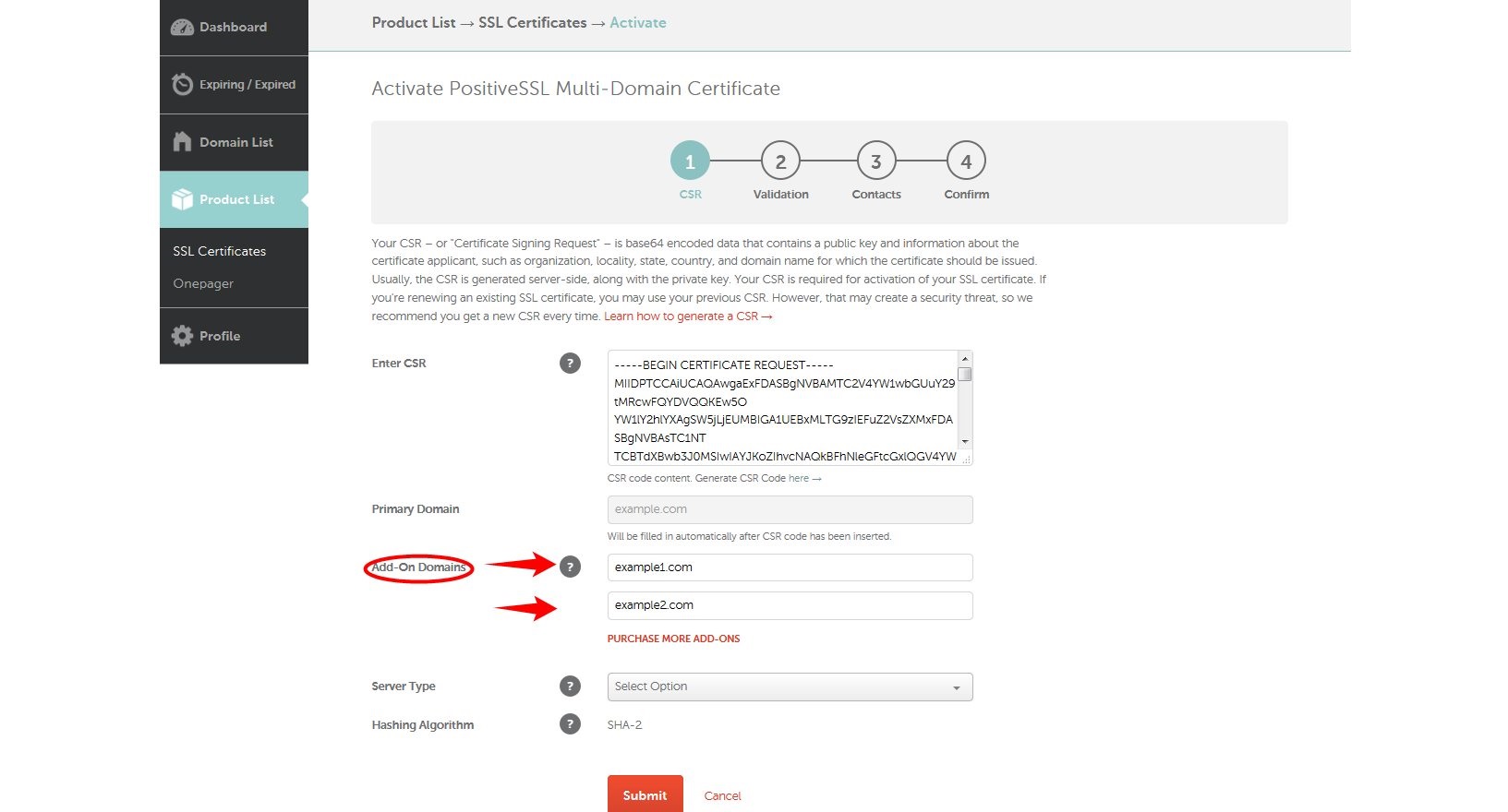 How do I activate a multi-domain SSL certificate? (Activatio
