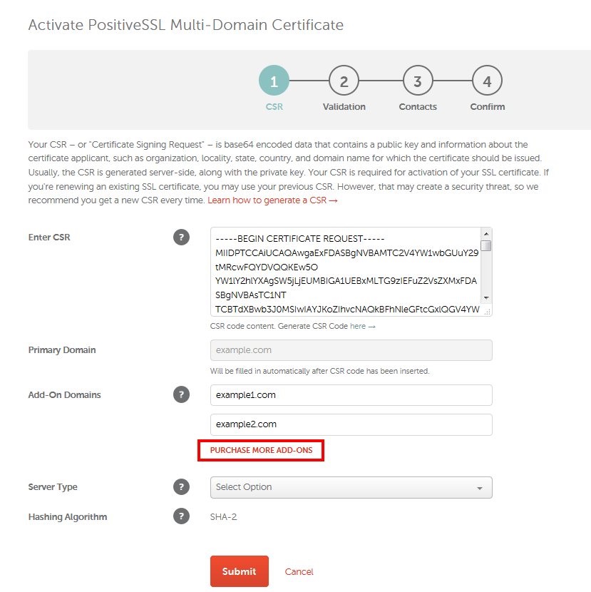 How do I activate a multi-domain SSL certificate? (Activatio